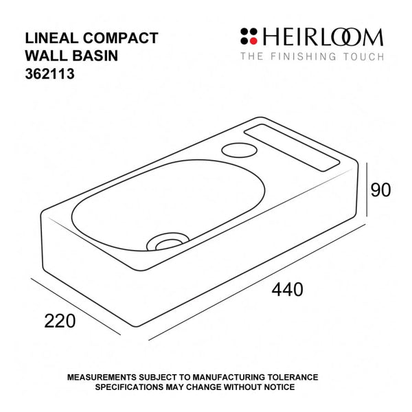 Heirloom Lineal Compact Wall Basin - The Bathroom Shop