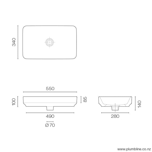 Evo Rectangle Vessel Basin | Ceramic Bench Mounted Basin - The Bathroom ...
